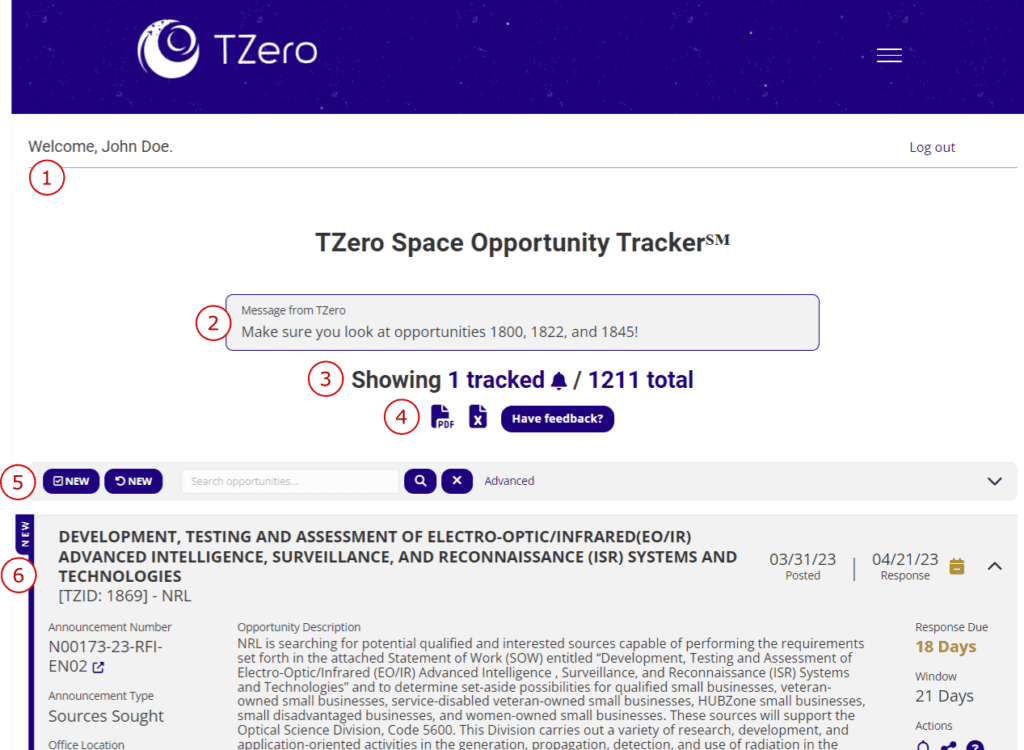 Space Tracker Help - TZero Consulting